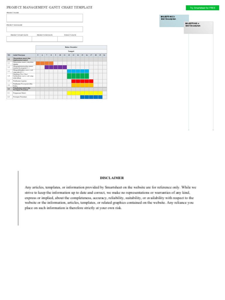 Project Management Gantt Chart Template | PDF