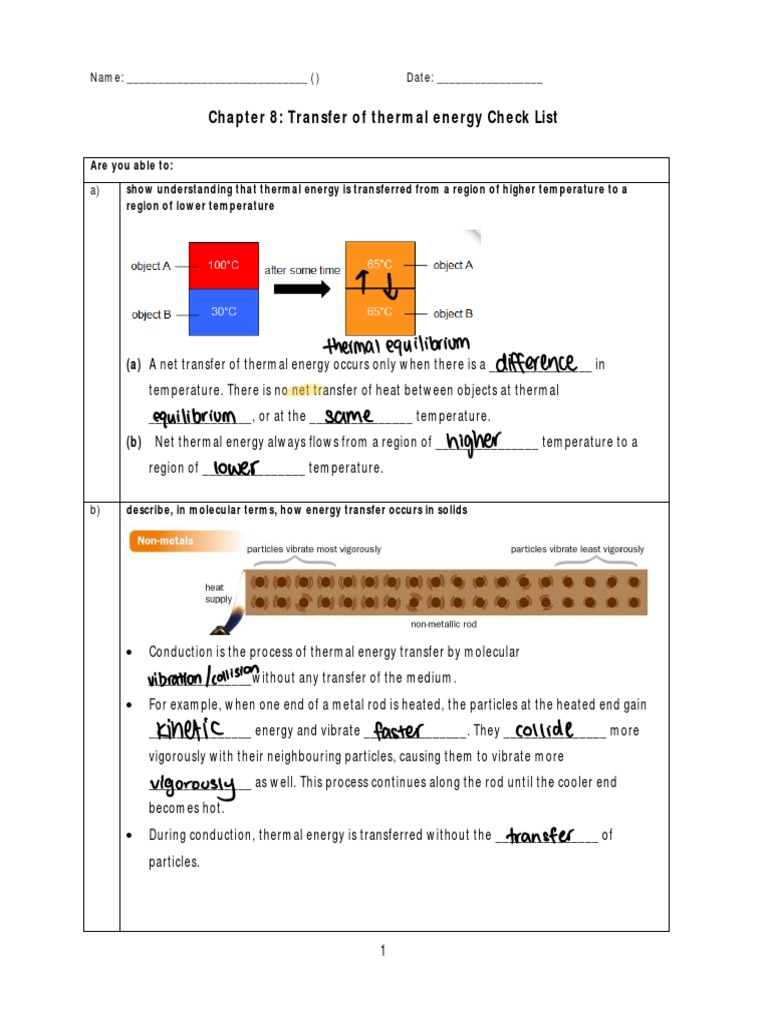 O Level Chapter 8 Thermal Transfer | PDF | Thermal Conduction | Convection