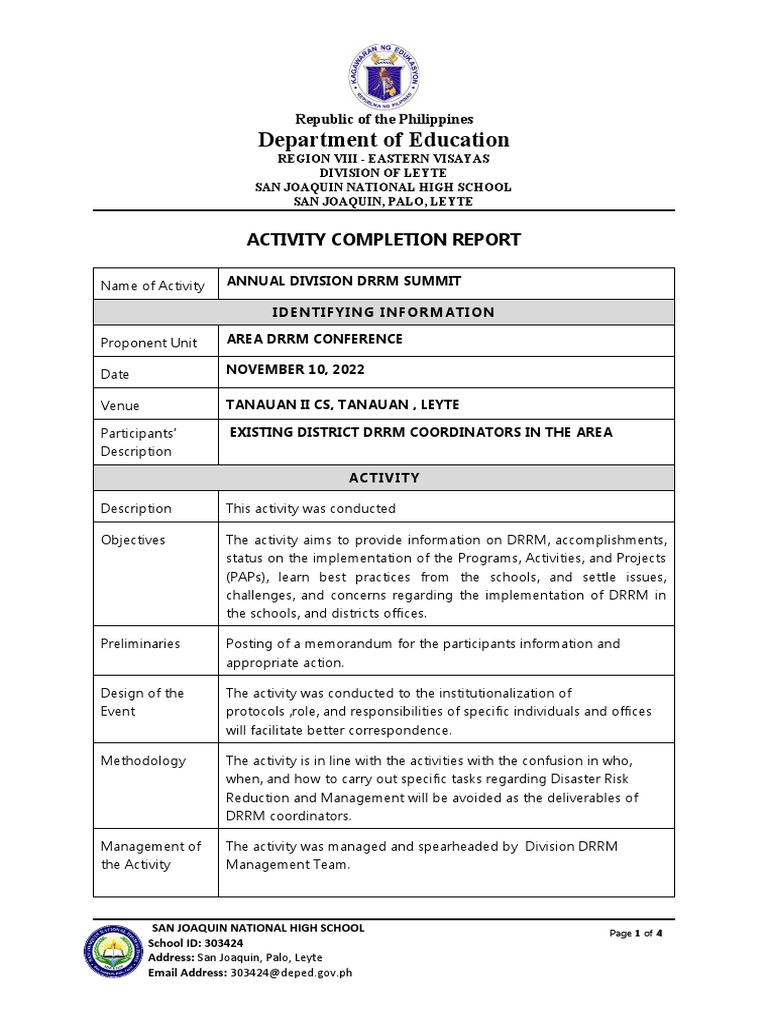 ACR For Division DRRM Summit | PDF