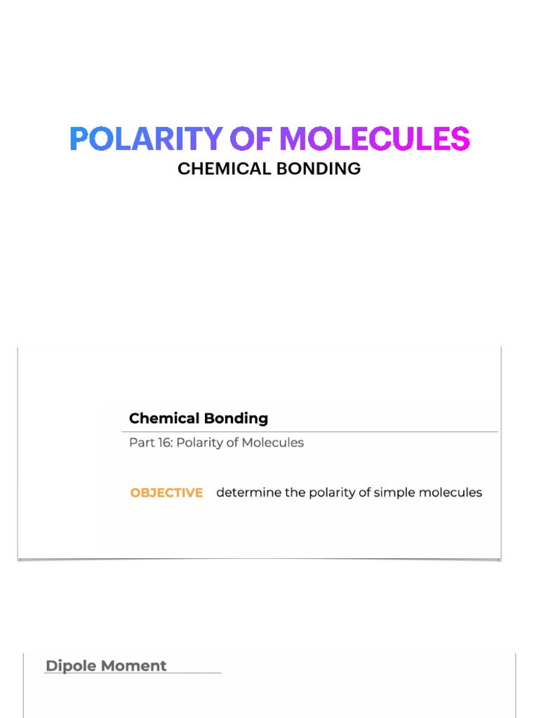 Molecule Polarity and Bonding Guide | PDF