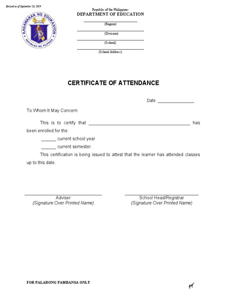 2020 Certificate of Attendance | PDF
