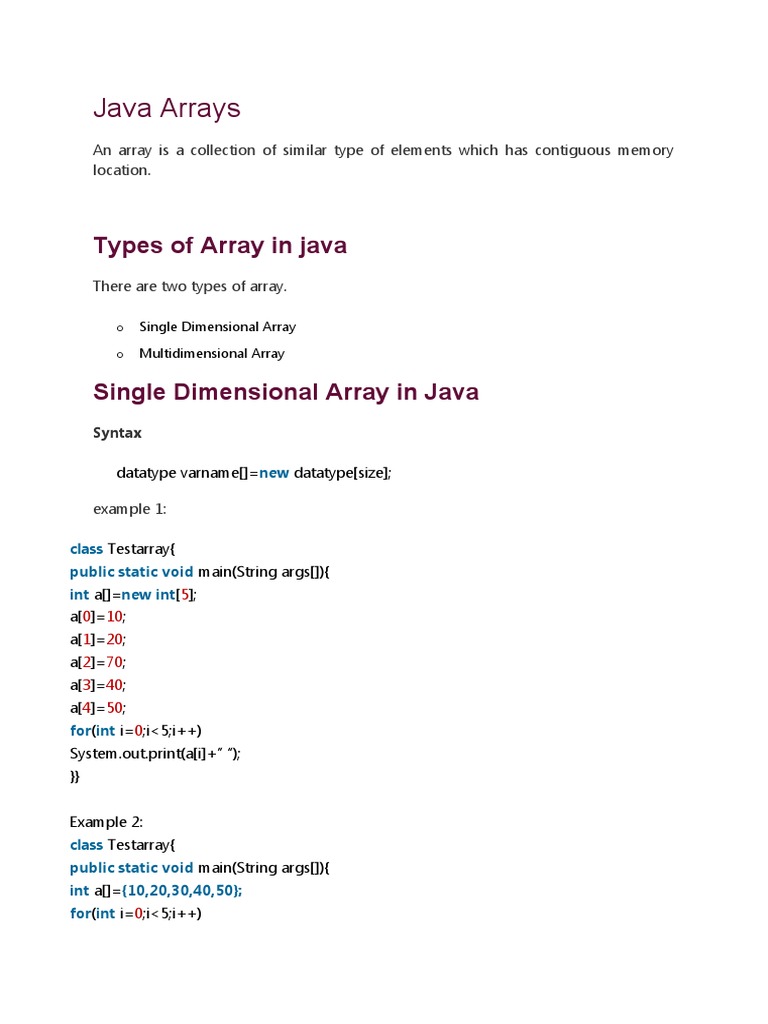 Java Arrays | PDF