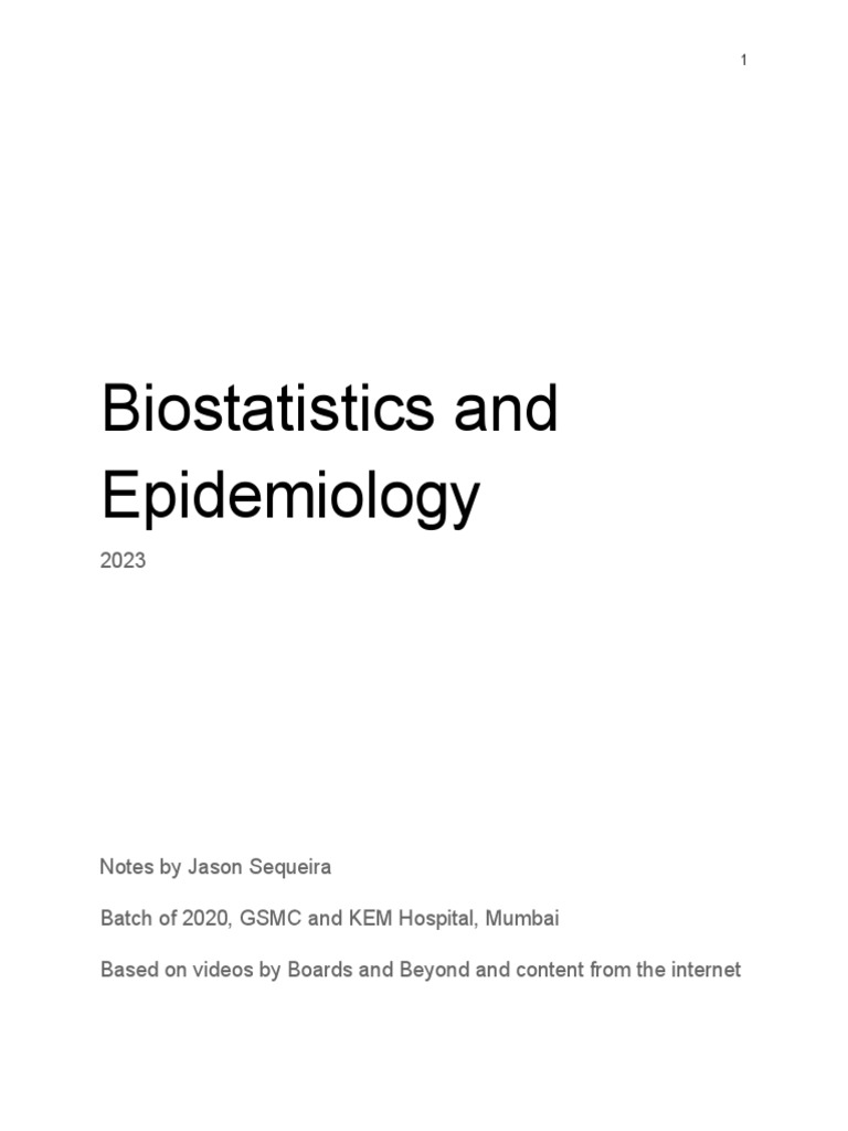 BioStats and Epidemiology BNB Notes | PDF | Sensitivity And Specificity ...