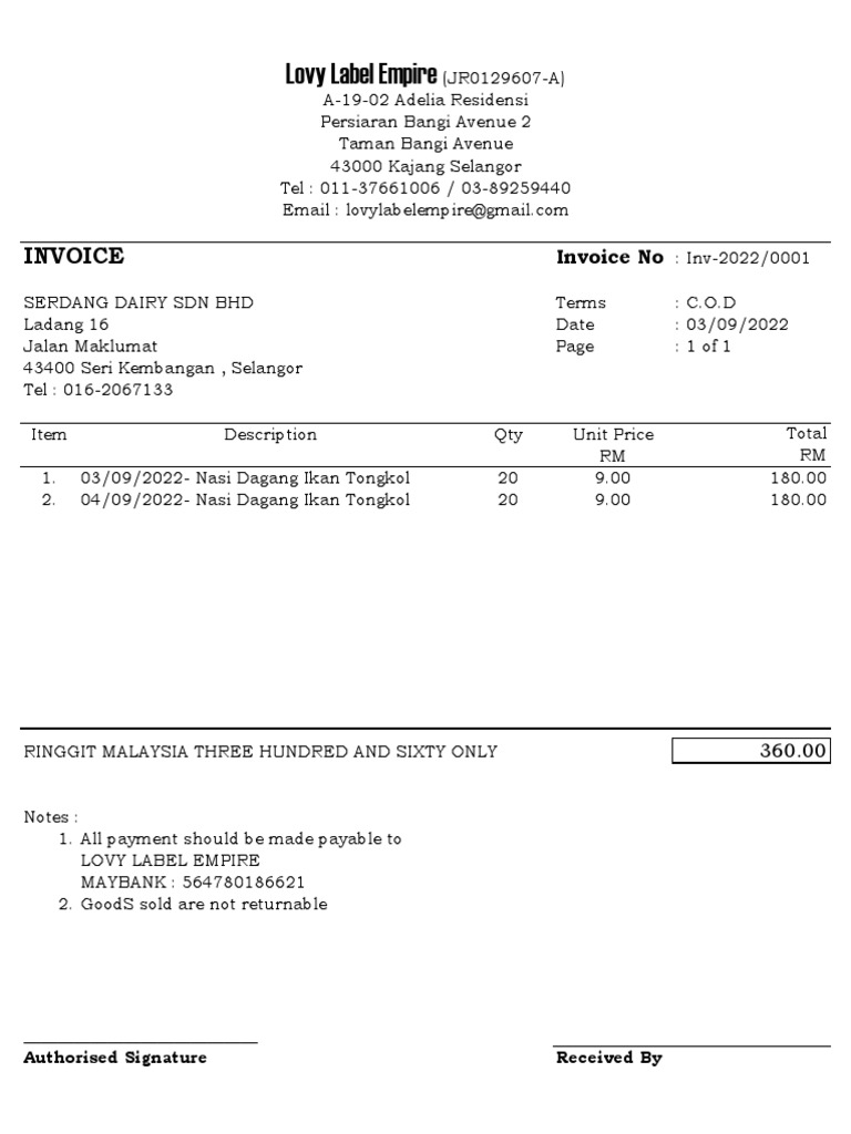 Lovy Label Empire: Invoice | PDF