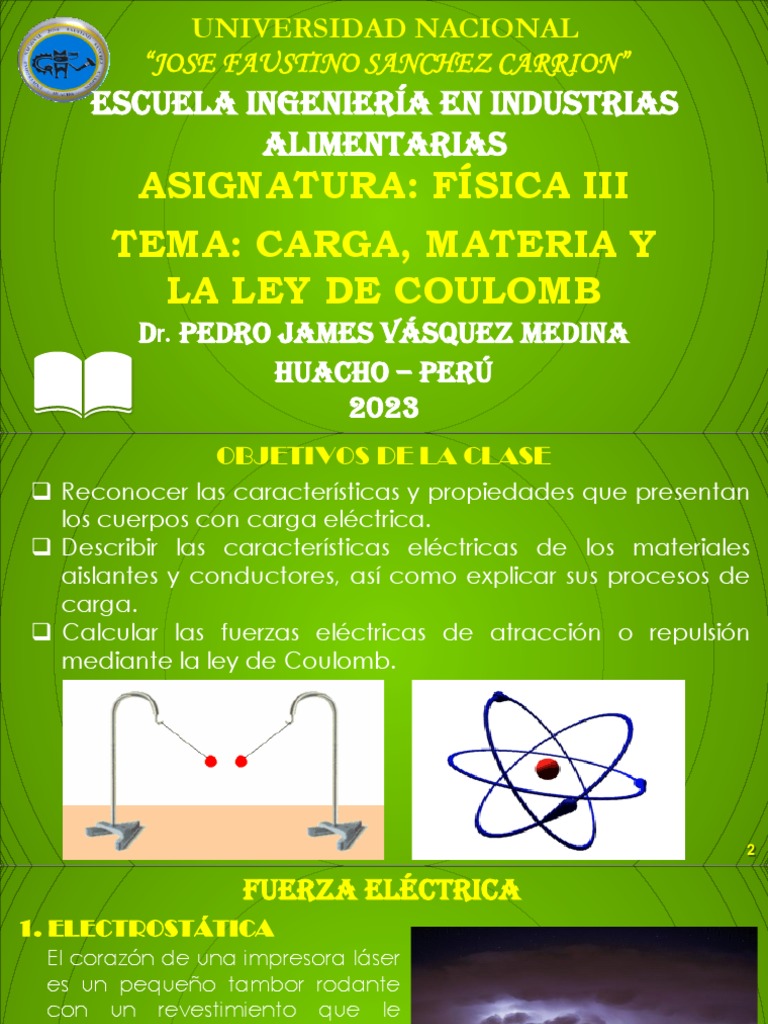 Diapositiva Fuerza Eléctrica Fisica Iii | PDF | Semiconductores | Carga eléctrica