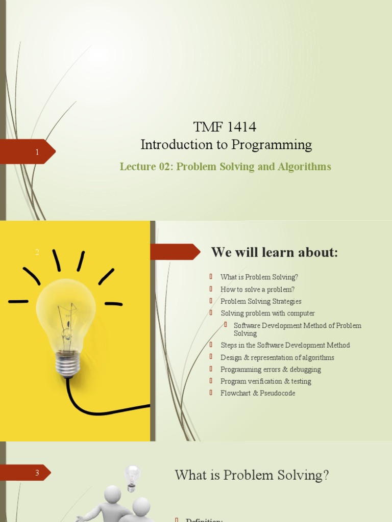 Lecture - 02 - Problem Solving and Algorithm | PDF
