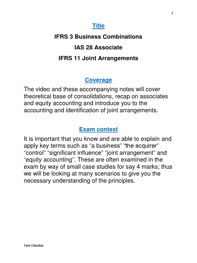 IFRS 3 Business Combinations Etc Inc Associates and JA | Download Free ...
