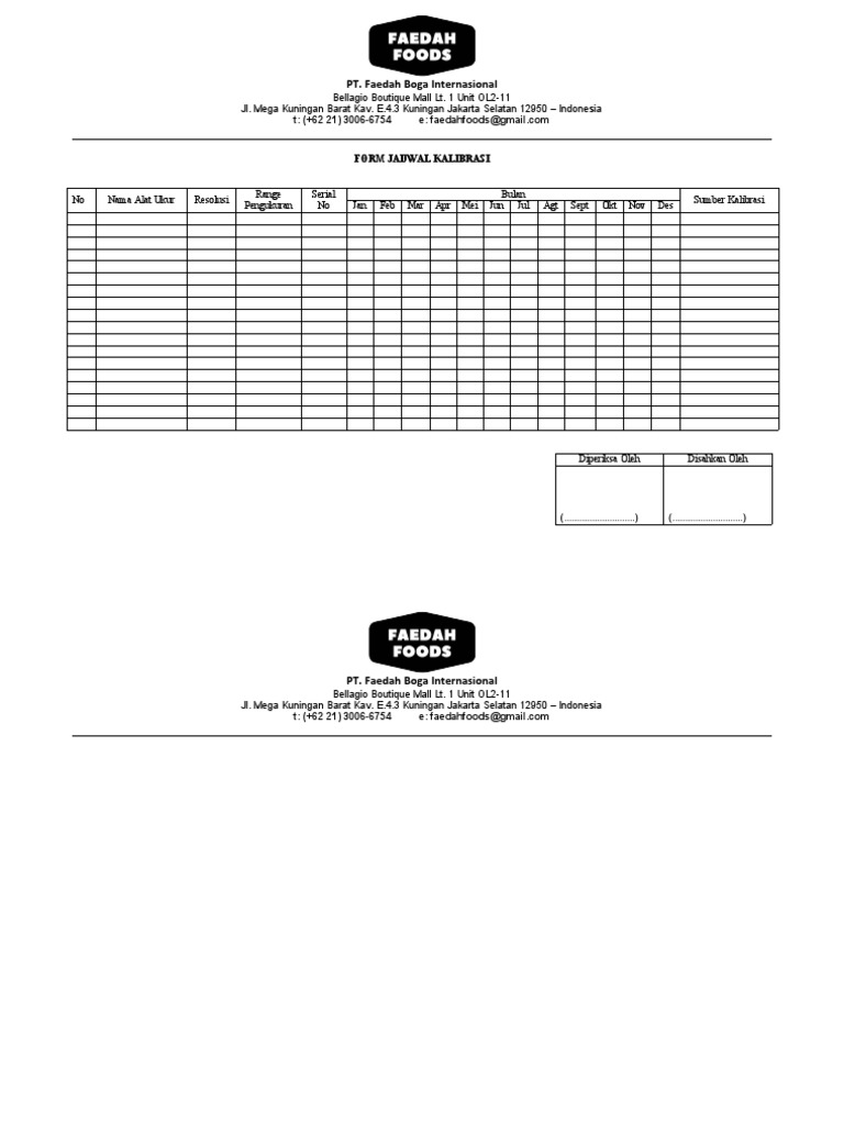 Form Checklist Kalibrasi Alat Ukur | PDF