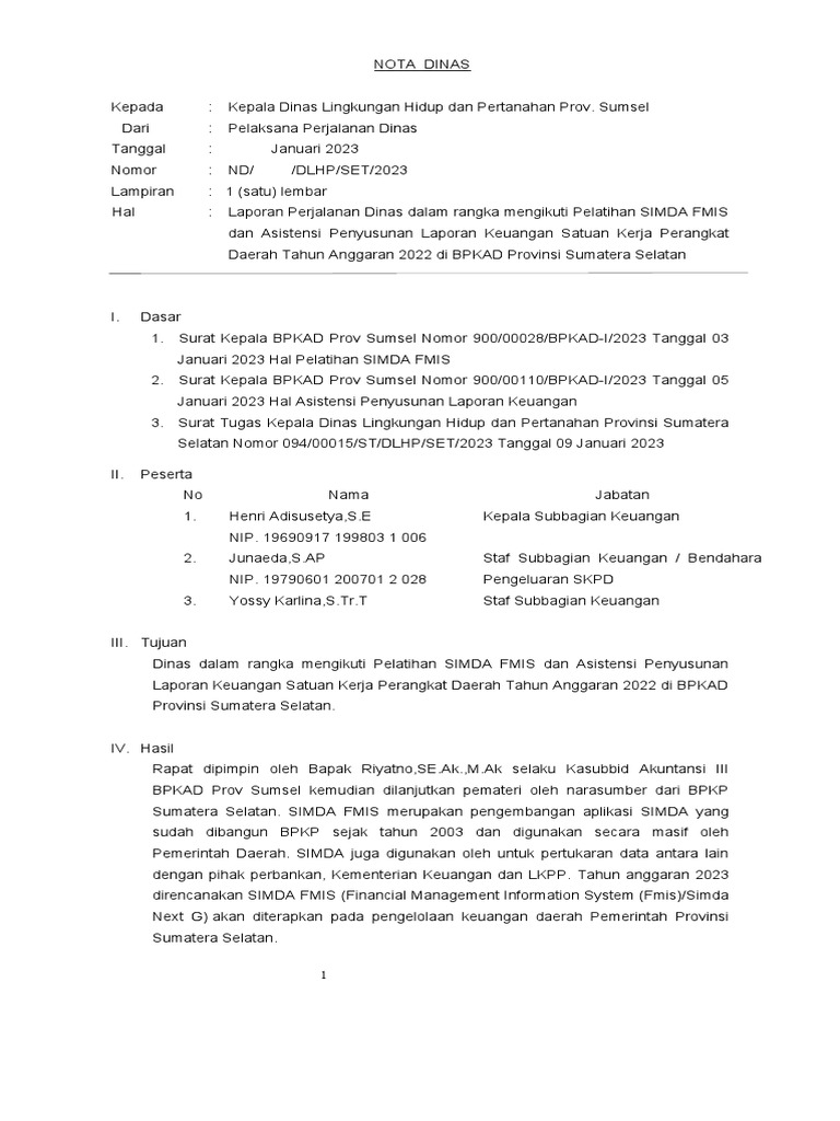 NOTA DINASlaporan Prjadin Simda Fmis Lapkeu | PDF