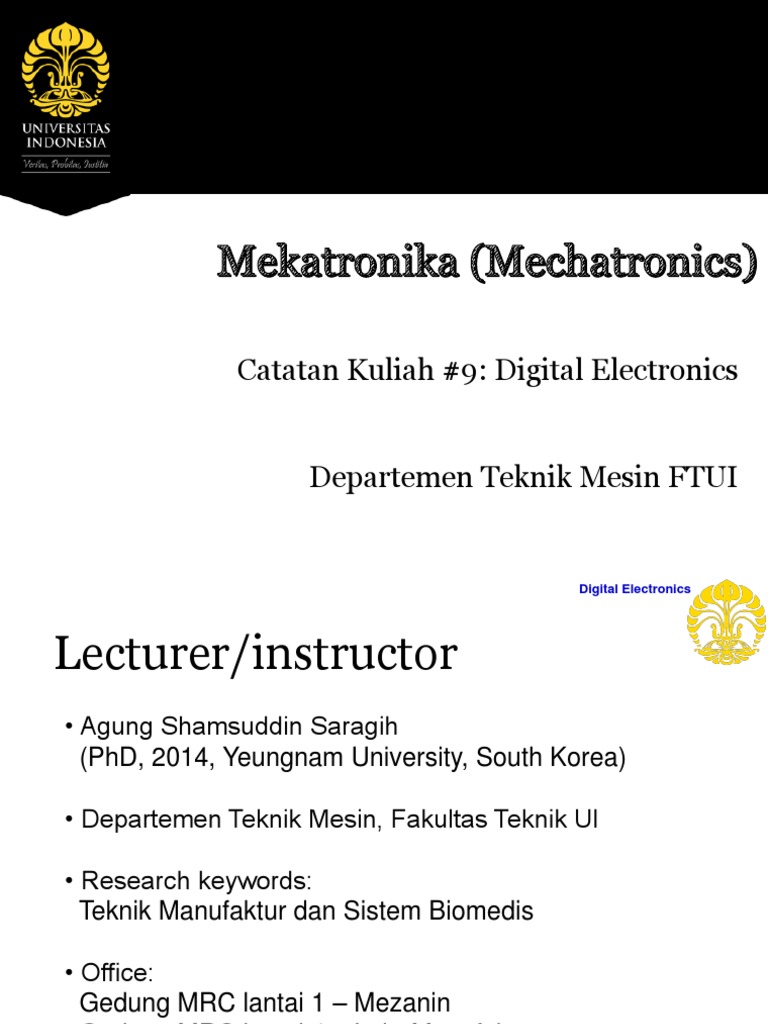 Mekatronika - Lec 9 - Digital Electronics | PDF