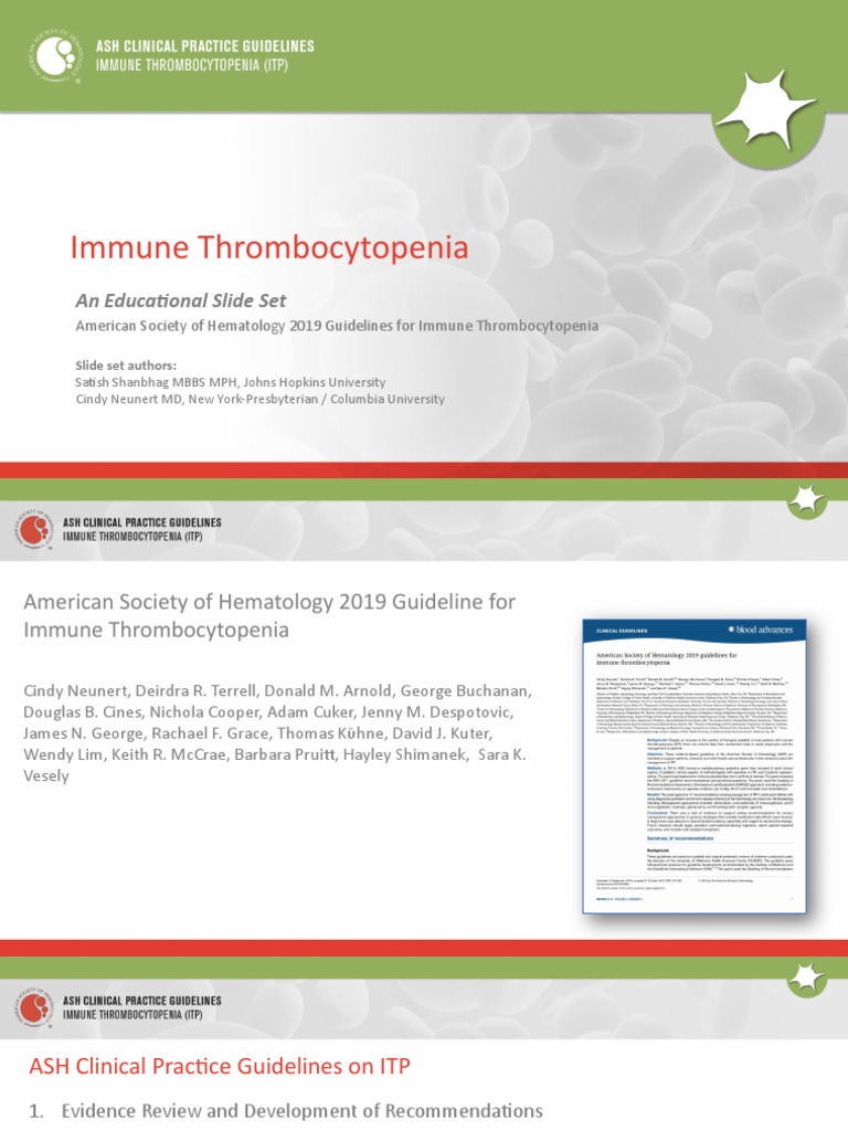 ASH Guidelines Slide Set For ITP PP | PDF | Health Sciences | Causes Of ...