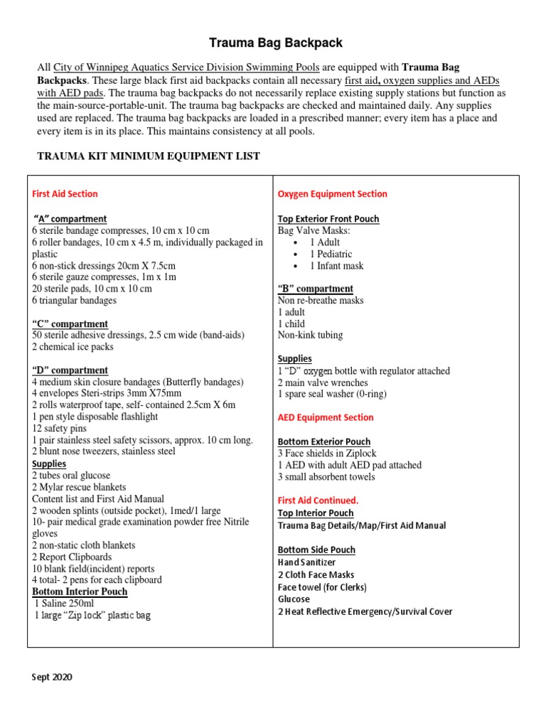 Trauma Bag | PDF | Backpack | First Aid