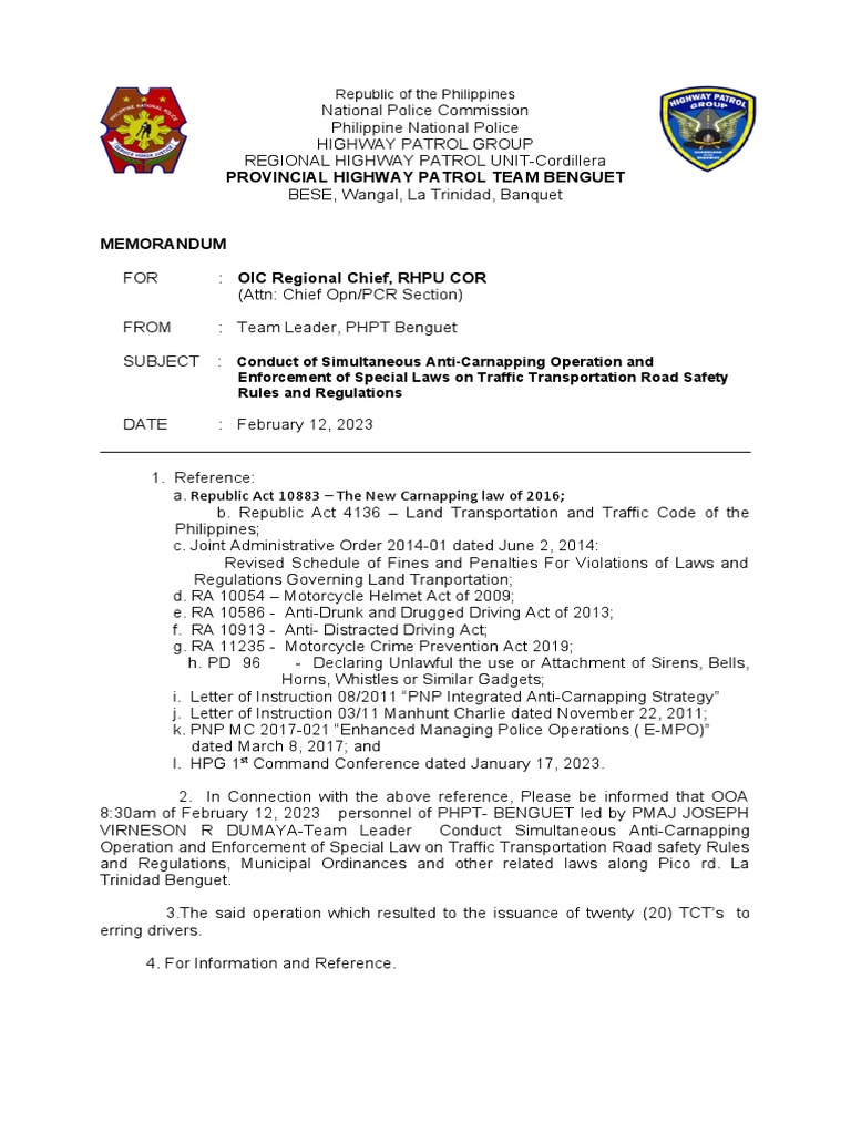 Anti-Carnapping Ops in Benguet | PDF | Crime & Violence | Crimes
