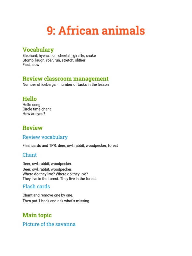 African Animals ESL Lesson Plan | PDF