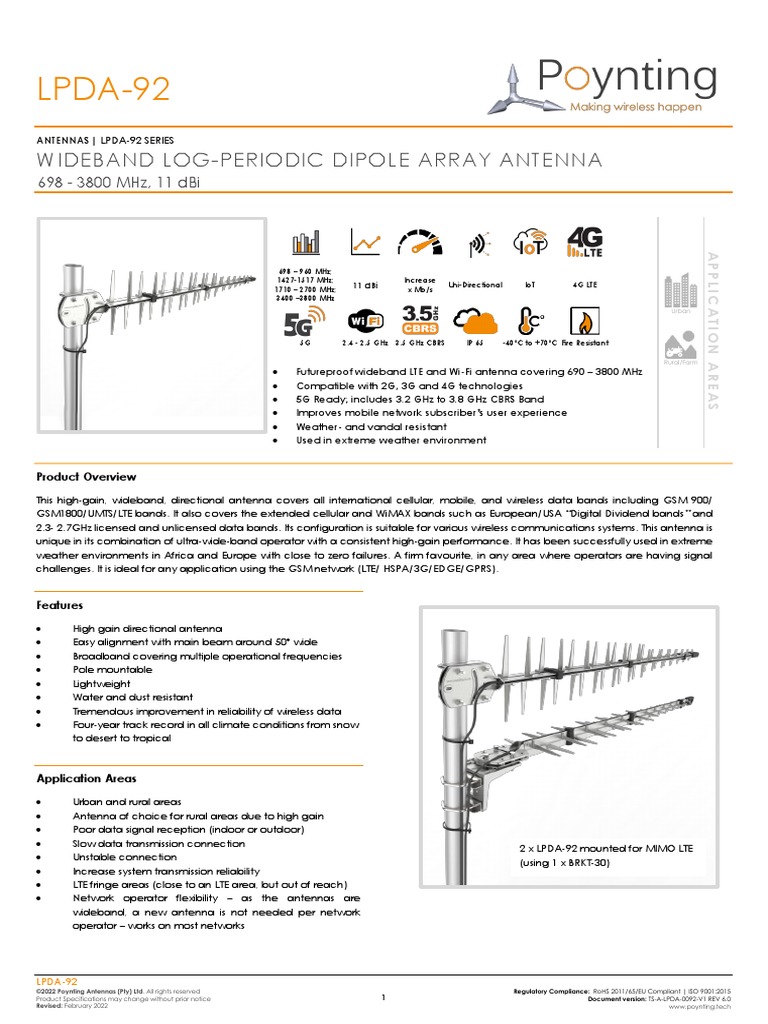 Technical Specification A LPDA 0092 V1 | PDF | 4 G | Antenna (Radio)