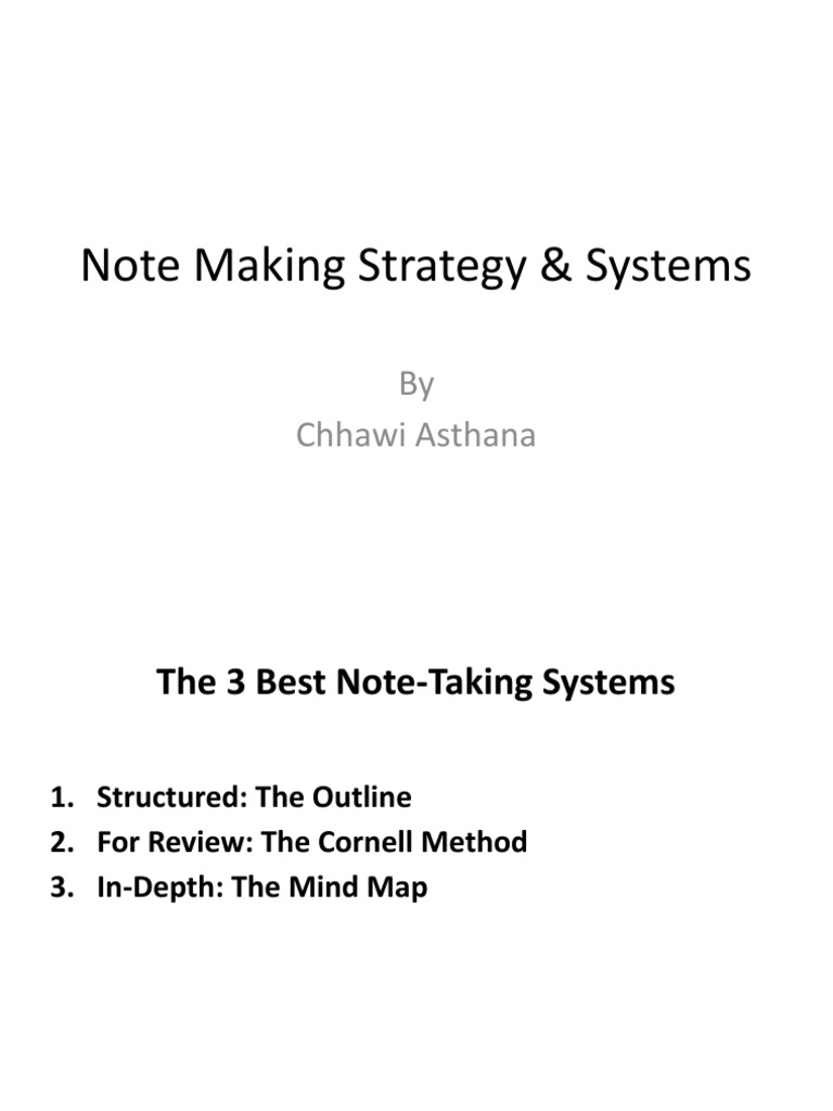 Note Taking Strategy & Systems | PDF | Cognitive Psychology | Neuroscience