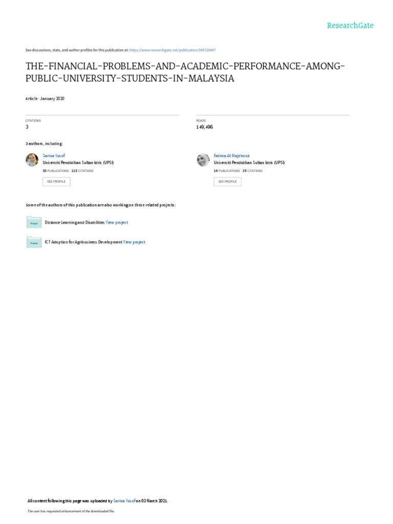 The Financial Problems and Academic Performance Among Public University ...