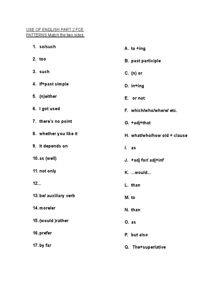 FCE USE Part 2 Open Close | PDF | Language Mechanics | Grammar