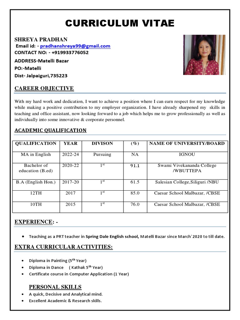 Shreya CV Indeed | PDF