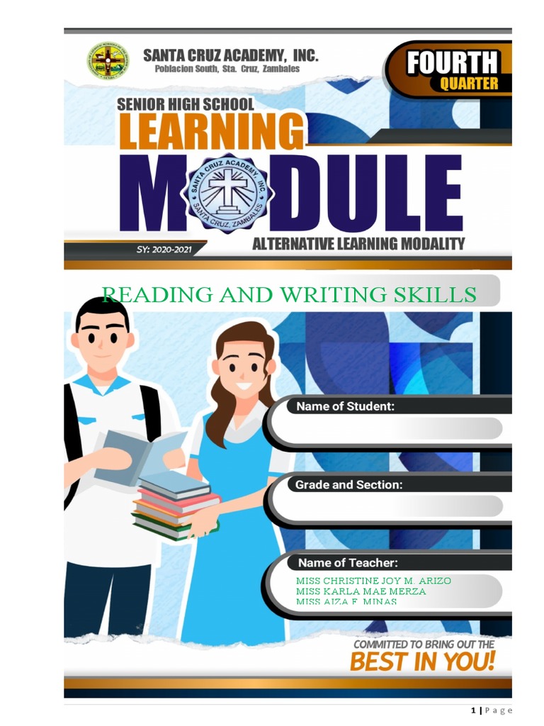 Reading and Writing Skills - Q4 - Module3 - Arizo - Final | PDF | Résumé | Learning