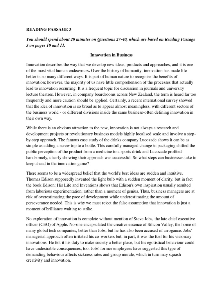 Reading Pass 3 | PDF | Innovation