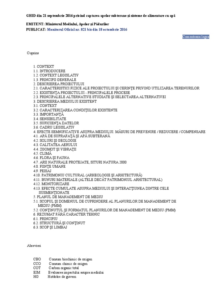 GHID Din 21 Septembrie 2016 Captarea Apelor Subterane | PDF