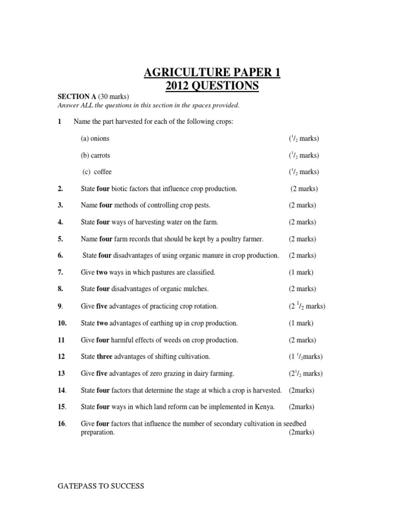 Agriculture Exam Prep 2012 | PDF | Agriculture | Soil