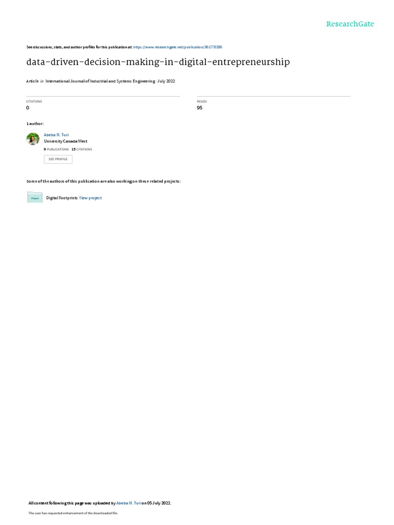 Data Driven Decision Making in Digital Entrepreneurship | PDF ...