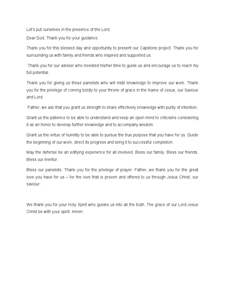 Capstone Defense Prayer | PDF