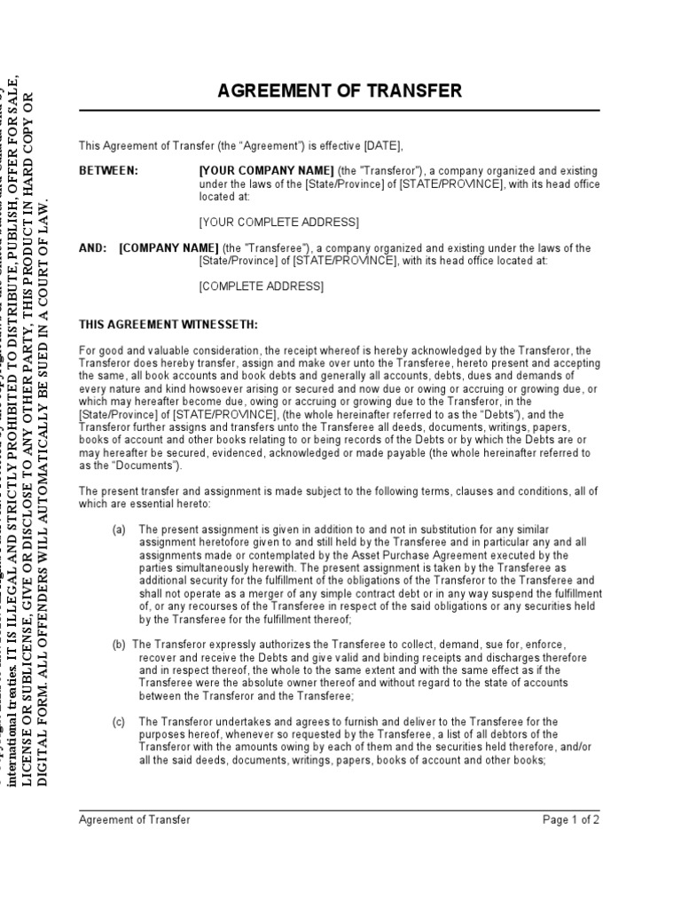 Transfer Agreement | PDF | Copyright | Treaty