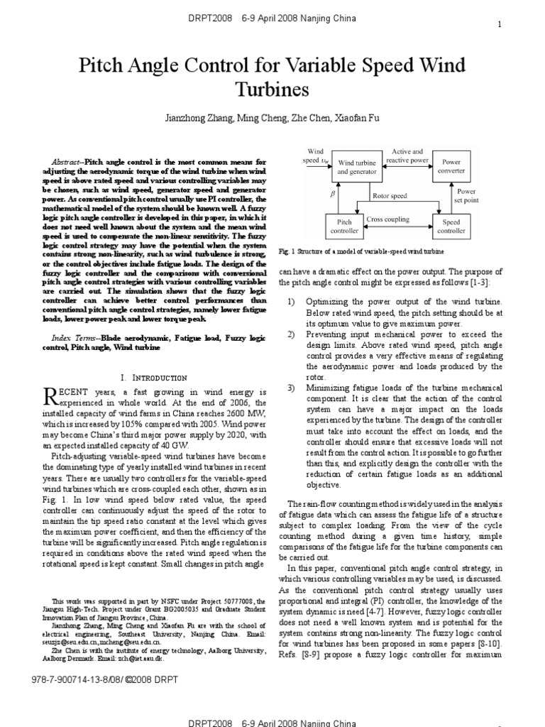 Pitch Angle Control For Variable Speed Wind Turbines | PDF | Wind Power ...