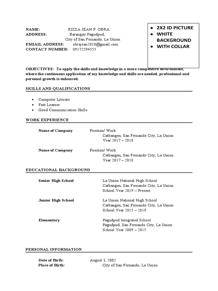 Resume Template 1 | PDF | Cognition | Learning