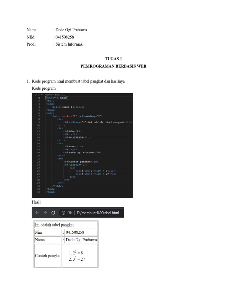 Tugas 1 Pemrograman Berbasis WEB | PDF