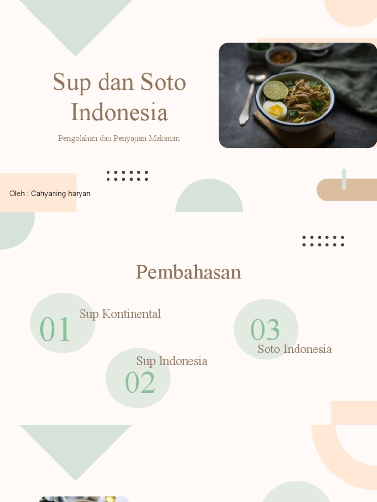 Bahan dan Penyajian Sup serta Soto | PDF