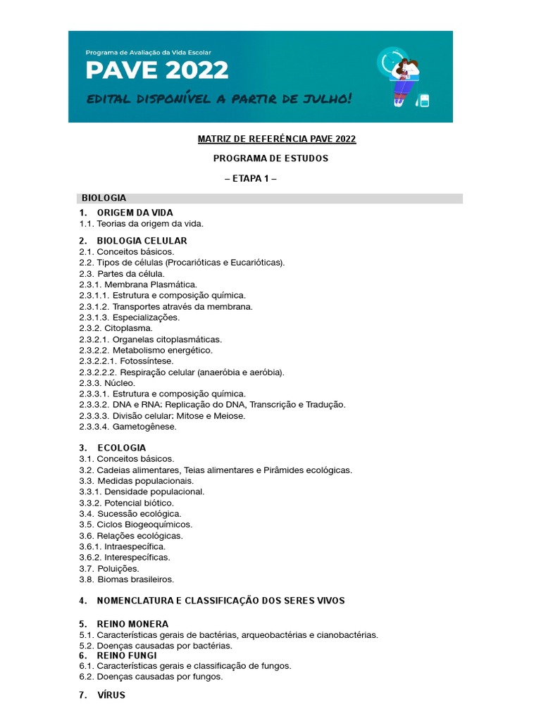 Programa Pave MATRIZ - DE - REFERENCIA - PAVE2022 | PDF | Célula ...