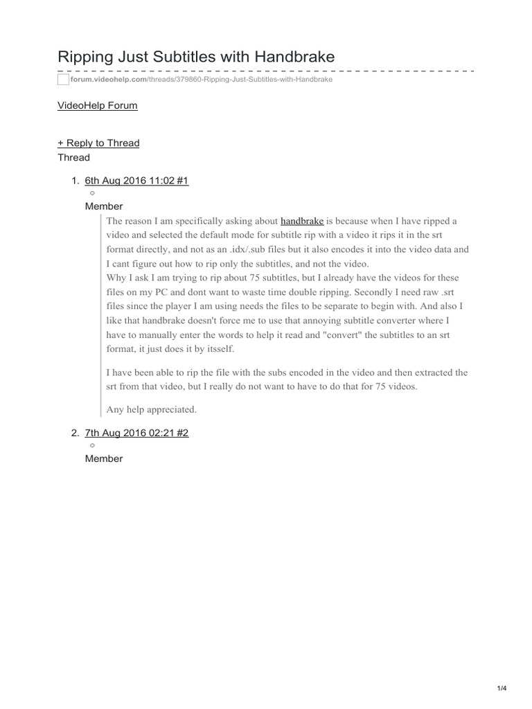 Ripping Just Subtitles With Handbrake | PDF | Dvd | Computing