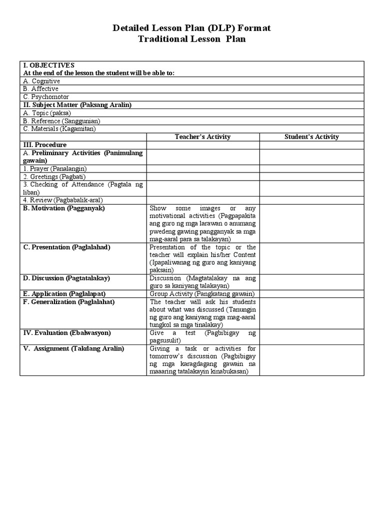 Traditional and 4a's Lesson Plan Discussion | PDF | Lesson Plan ...