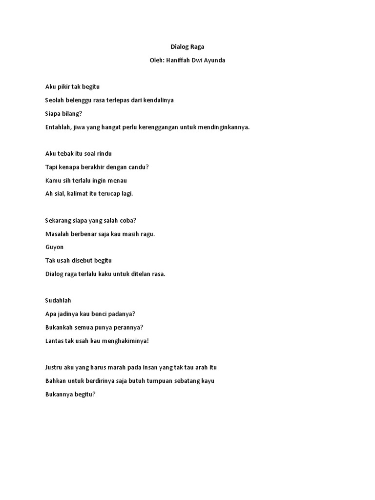 Puisi Dialog Raga | PDF | Pengembangan Diri