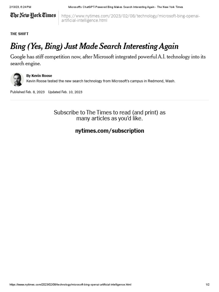 ChatGPT Boosts Bing's Search Power | PDF