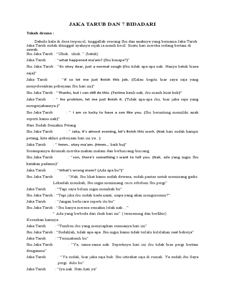Naskah Drama Jaka Tarub Dan 7 Bidadari | PDF