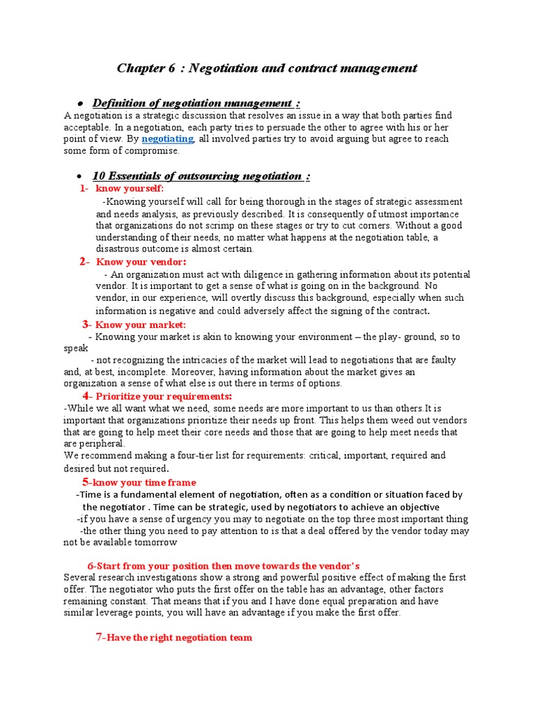 6 - Chapter 6 of Outsourcing | PDF | Negotiation | Service Level Agreement