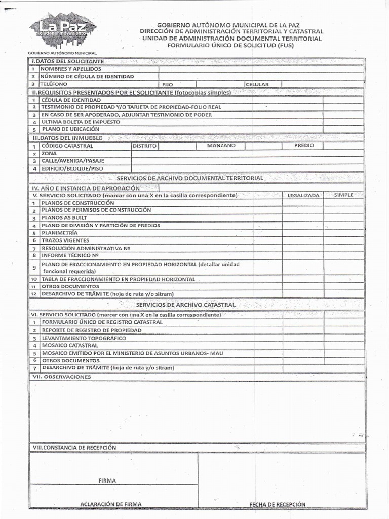 Formulario Unico de Solicitud Fus | PDF