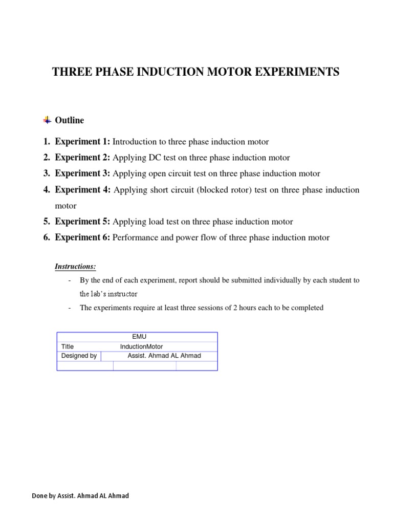 Three Phase Induction Motor Experiment | PDF | Electric Motor ...