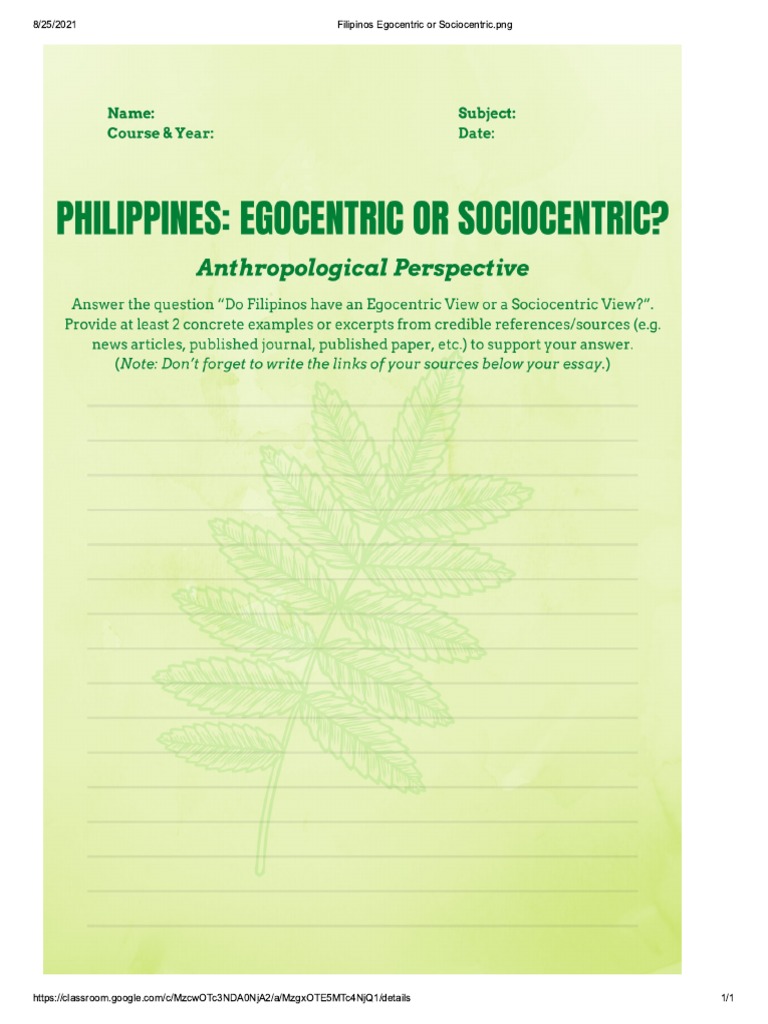 Filipinos Egocentric or Sociocentric | PDF