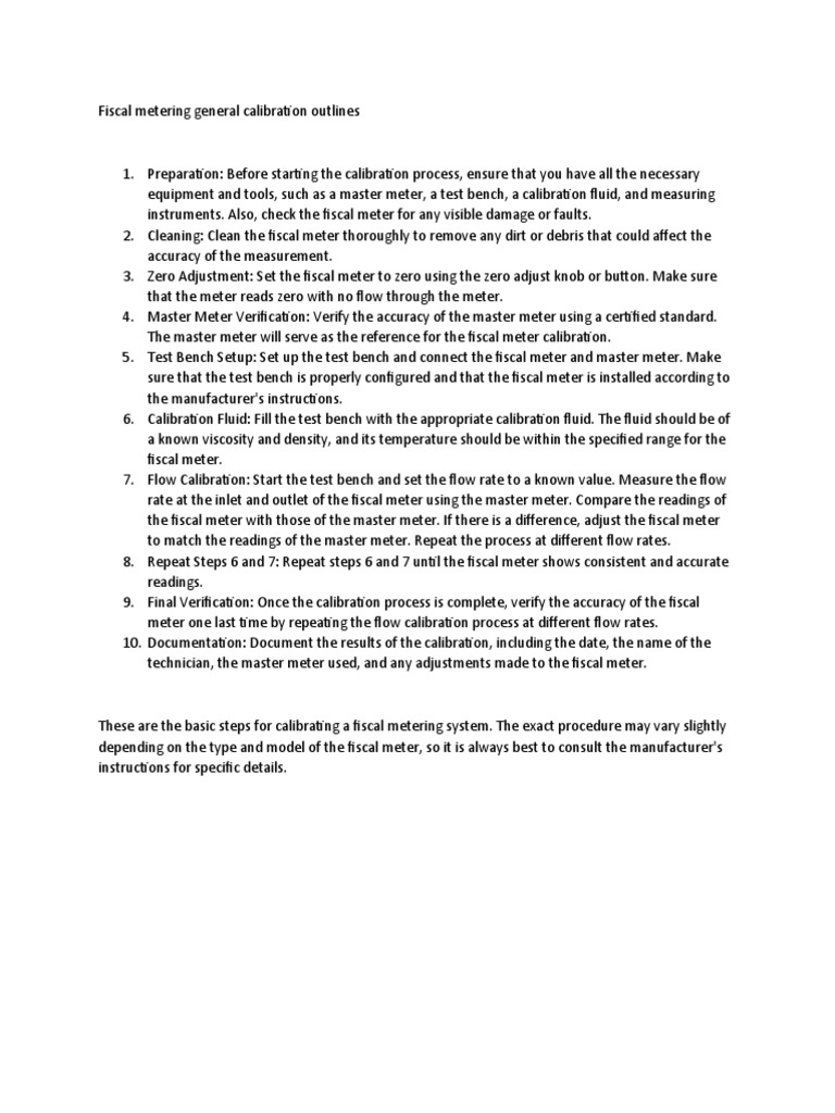 Fiscal Metering General Calibration Outlines | PDF