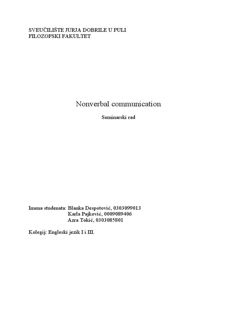 Nonverbal Communication | PDF | Nonverbal Communication | Communication