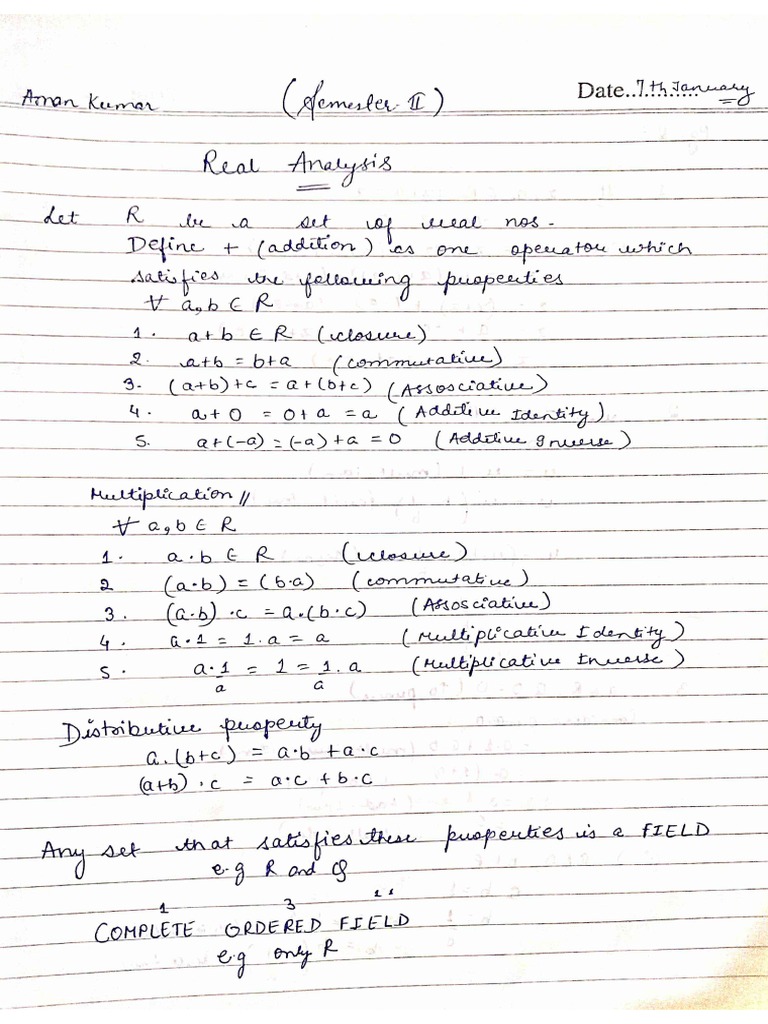 Real Numbers Real Analysis Notes Pdf 7818