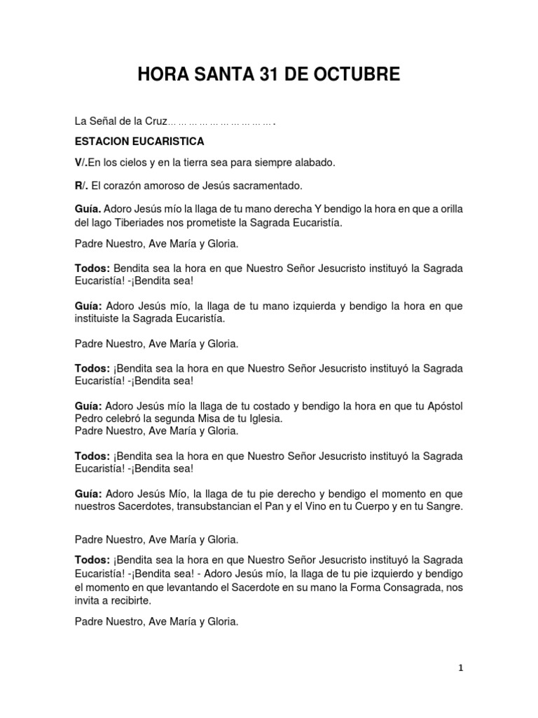 Hora Santa 31 de Octubre 2022 | PDF | eucaristía | orador del Señor