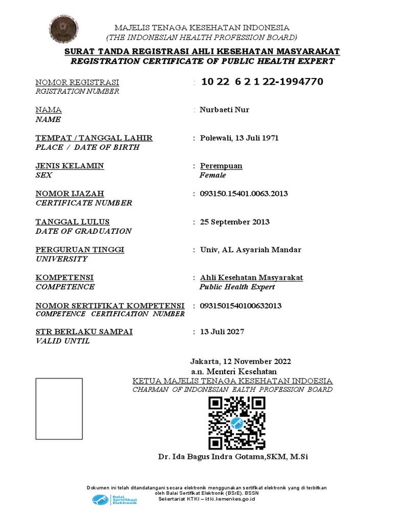 KTKI Sertifikat | PDF