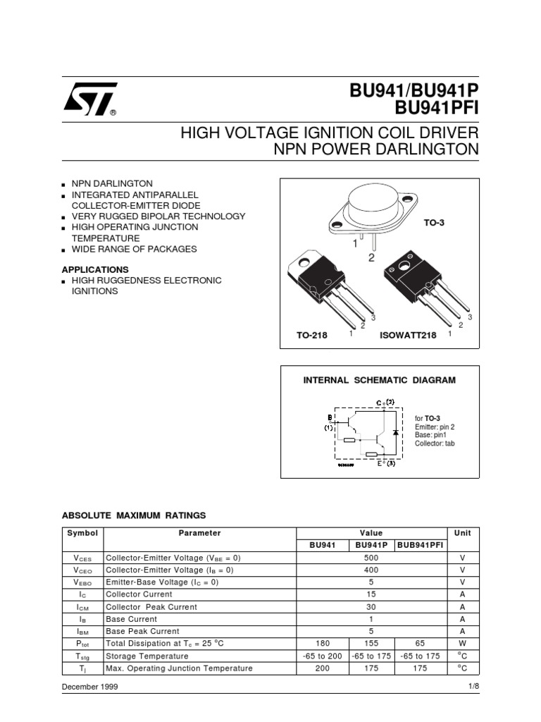 bu 941 | Bipolar Junction Transistor | Electrical Components